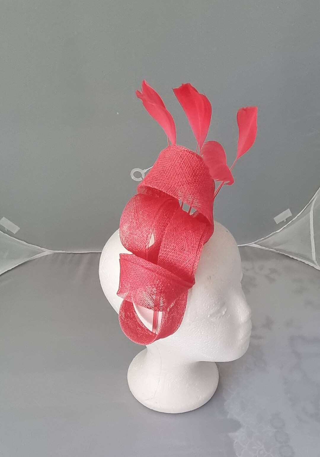 New Coral Pink Colour Fascinator Hatinator With Headband Weddings Races ...