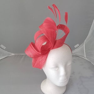 New Coral Pink Colour Fascinator Hatinator With Headband Weddings Races ...