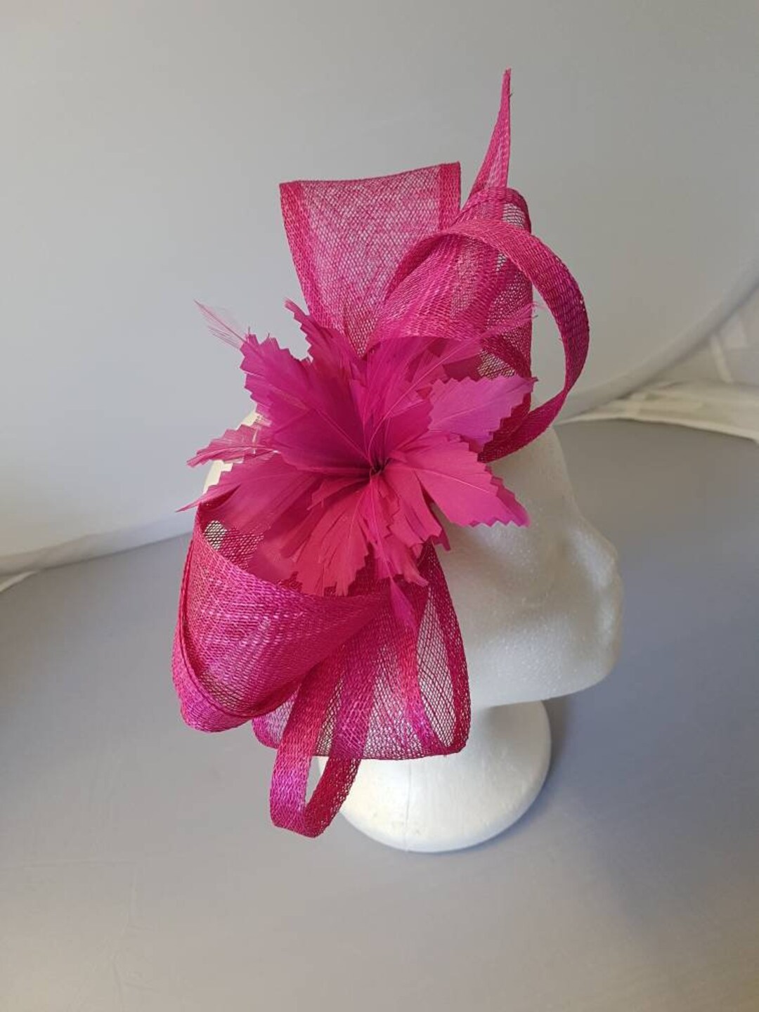 New Hot Pink Colour Fascinator Hatinator With Headband & Clip Weddings ...