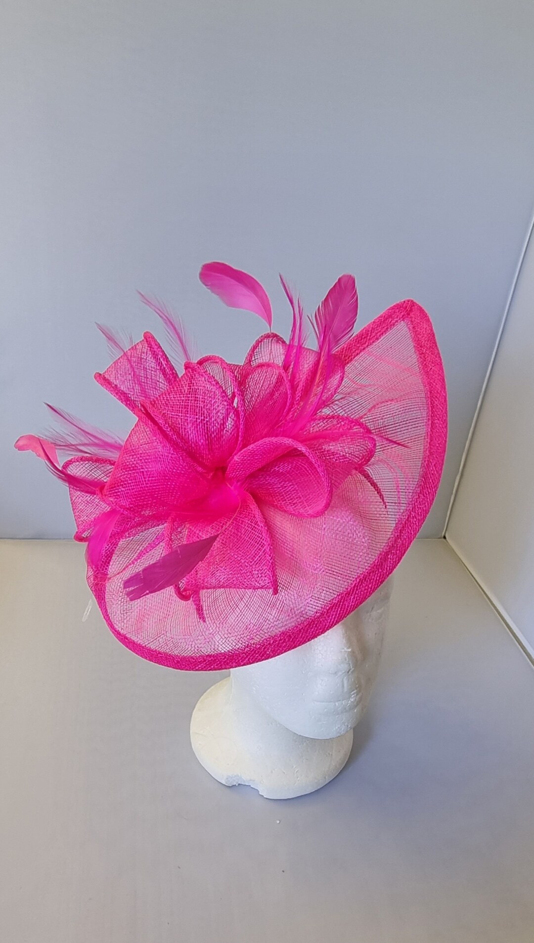 New Hot Pink Colour Stunning Fascinator Hatinator Sinamay for Wedding ...