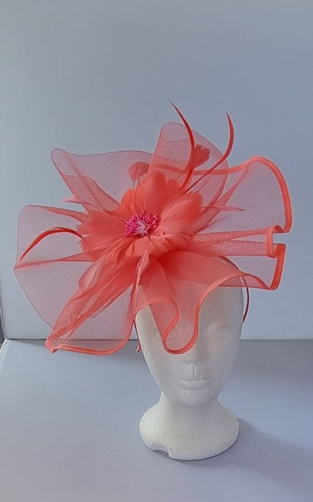 New Coral Pink Colour Fascinator Hatinator With Band & Clip Weddings ...
