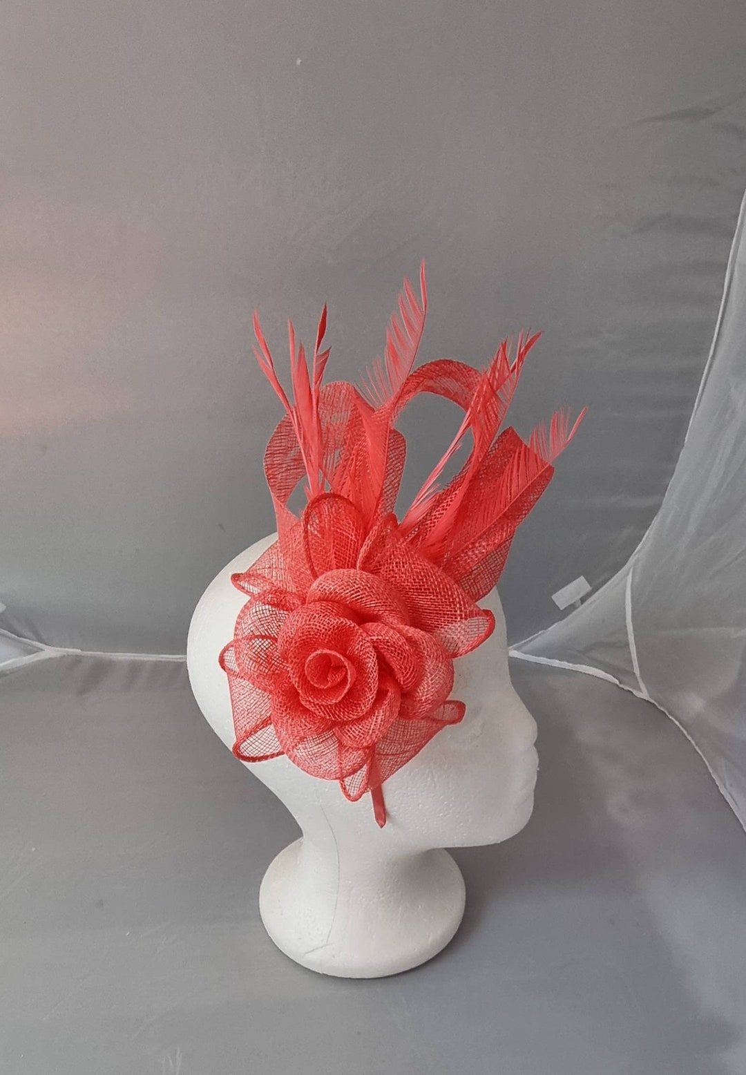 New Coral Pink Colour Fascinator Hatinator With Band & Clip - Etsy