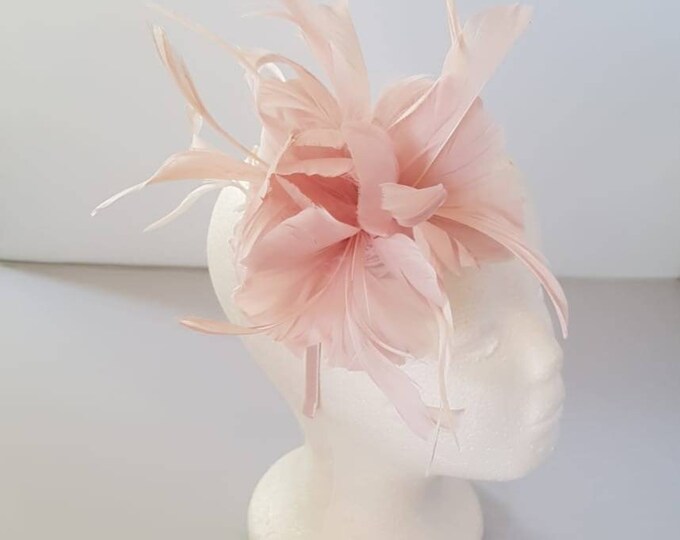 New Blush Pink,light Pink Fascinator Hatinator With Band & Clip With ...