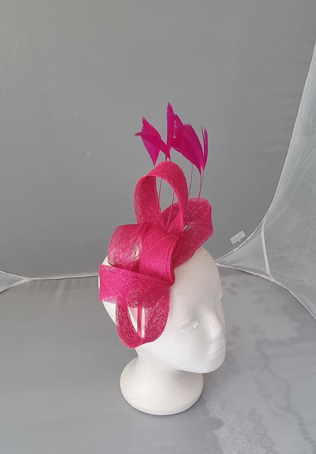 New Hot Pink Colour Fascinator Hatinator With Headband Weddings Races ...