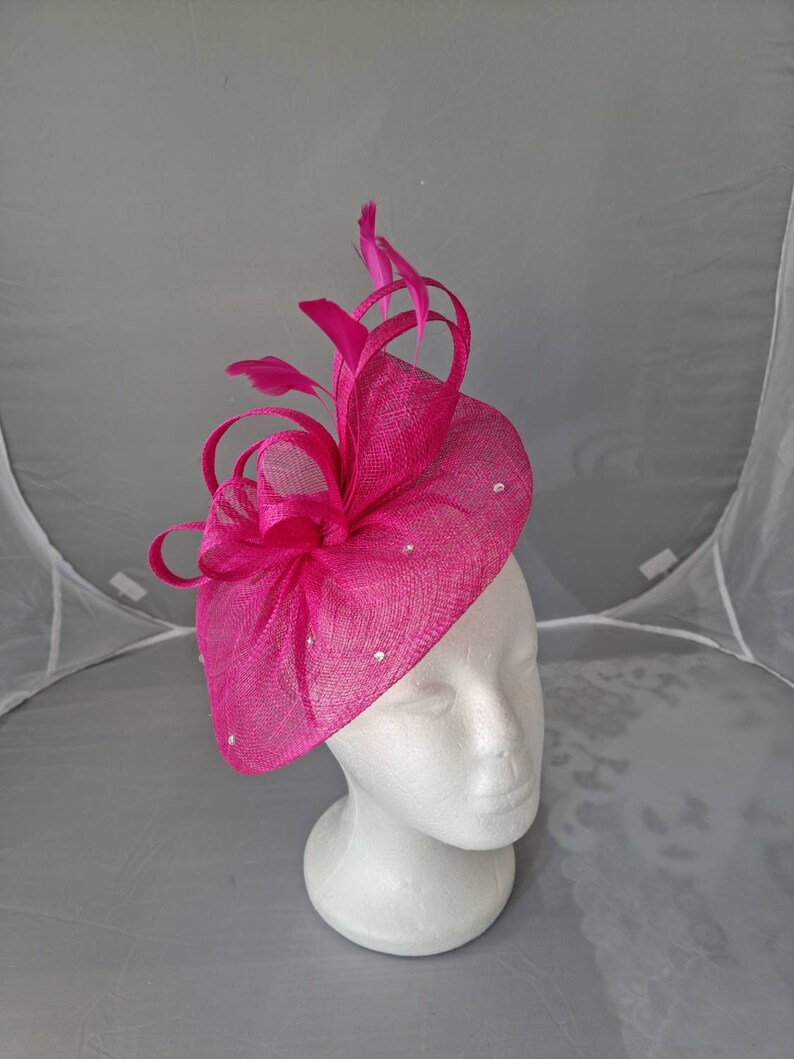New Hot Pink Fascinator Hatinator With Band & Clip With More | Etsy