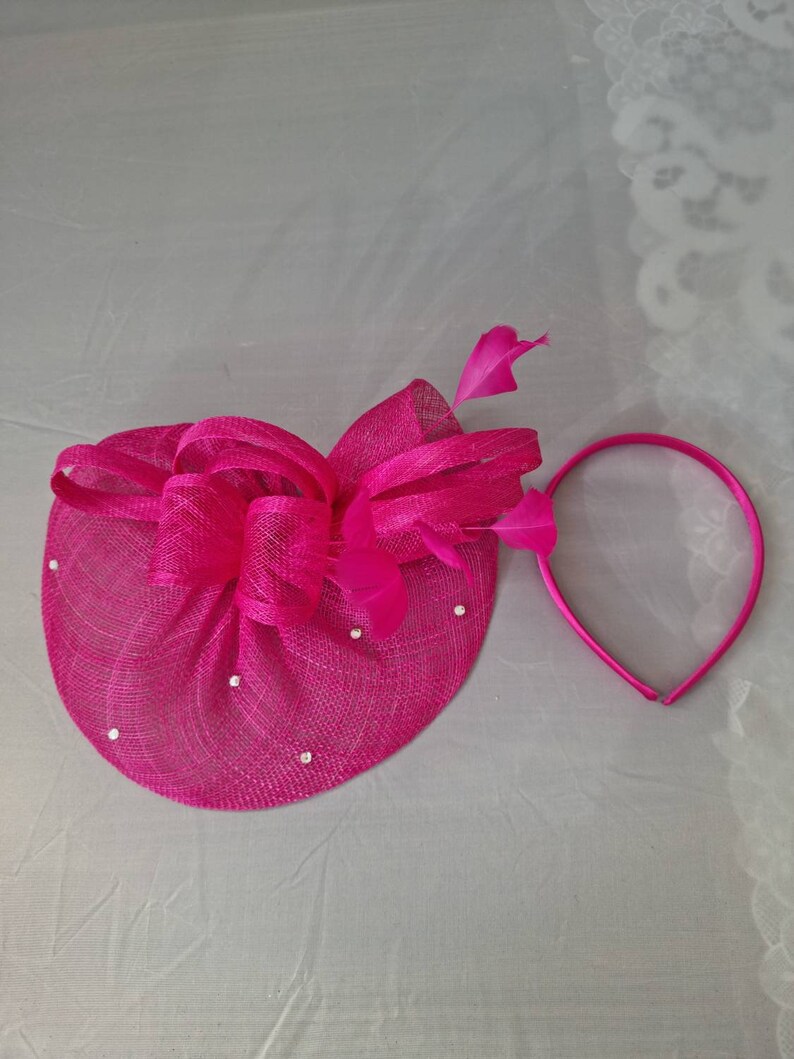 New Hot Pink Fascinator Hatinator With Band & Clip With More | Etsy