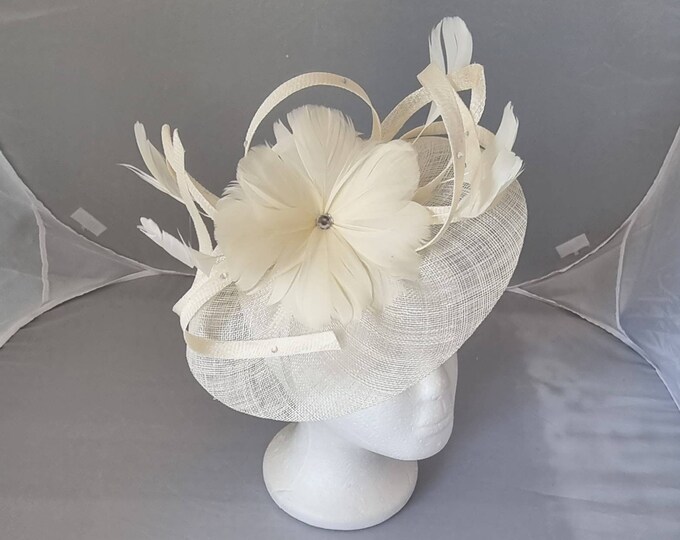 New Cream Fascinator Hatinator With Band & Clip With More Colors ...