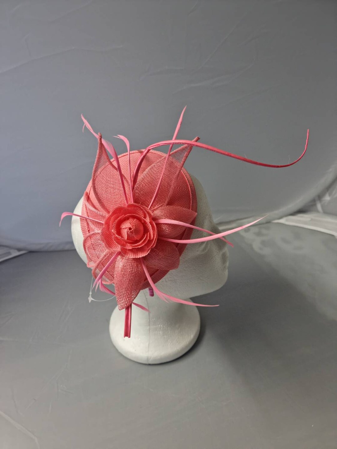 New Pink Color Stunning Fascinator Hatinator Sinamay Wedding Hat Woth ...