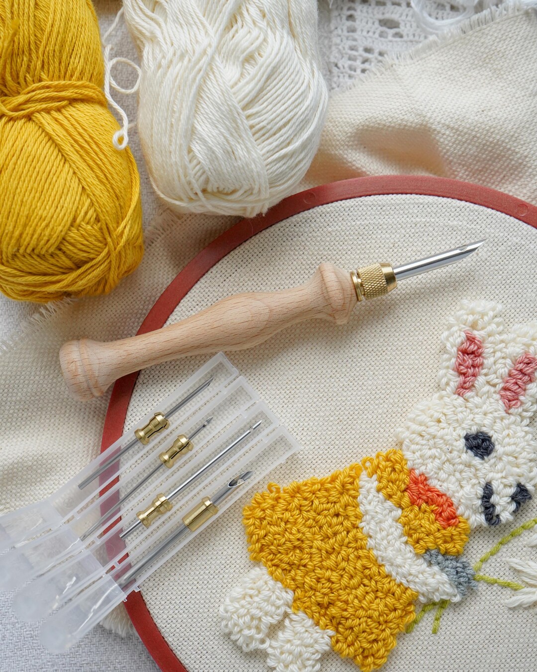 Set of 5 Adjustable Punch Needles (with Threader) / Push Needle for Rug ...