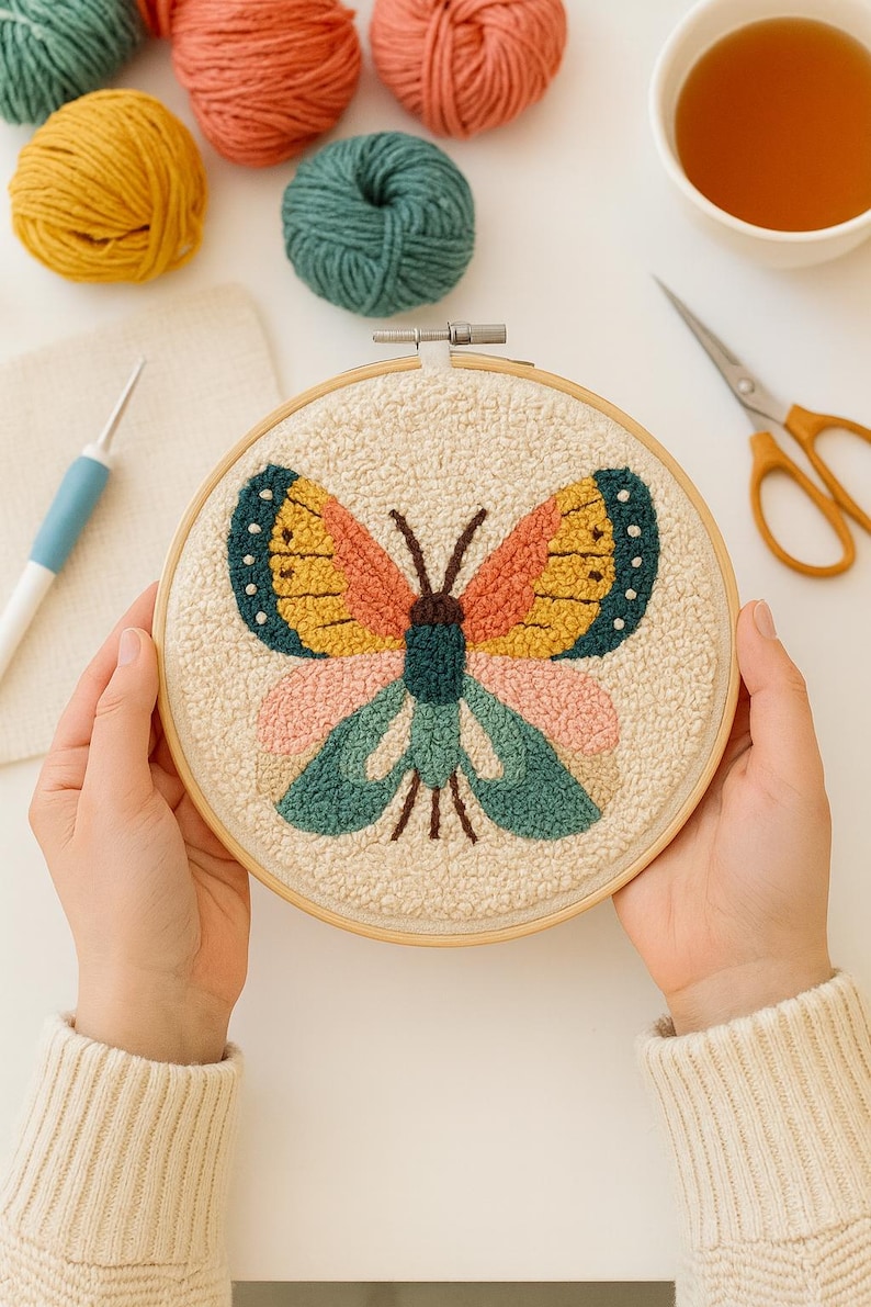 Butterfly Punch Needle Printable Pattern for Beginners / Instant Download / Punchneedle PDF ...