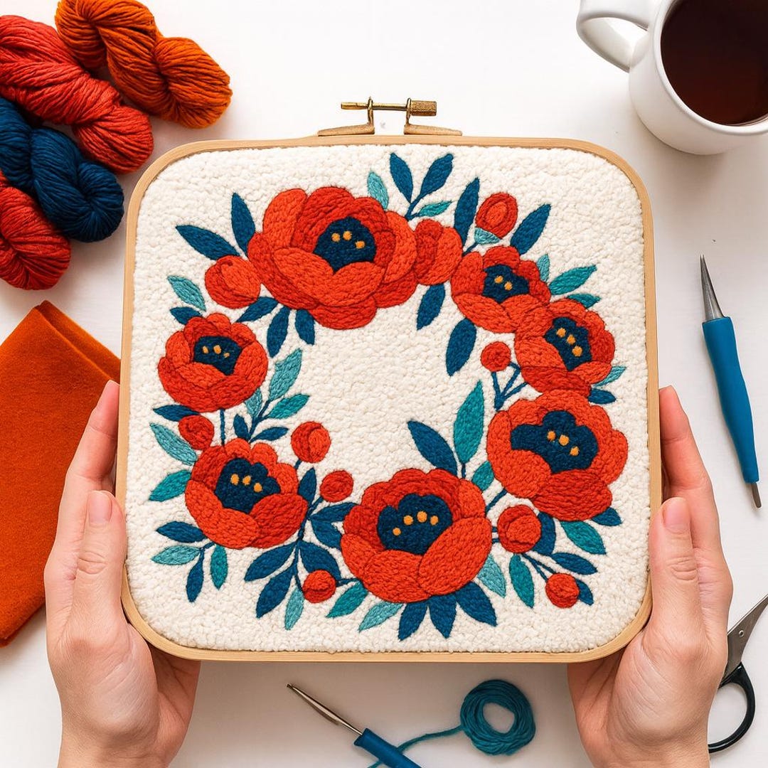 Floral Punch Needle Printable Pattern for Beginners / Instant Download / Punchneedle PDF Design ...