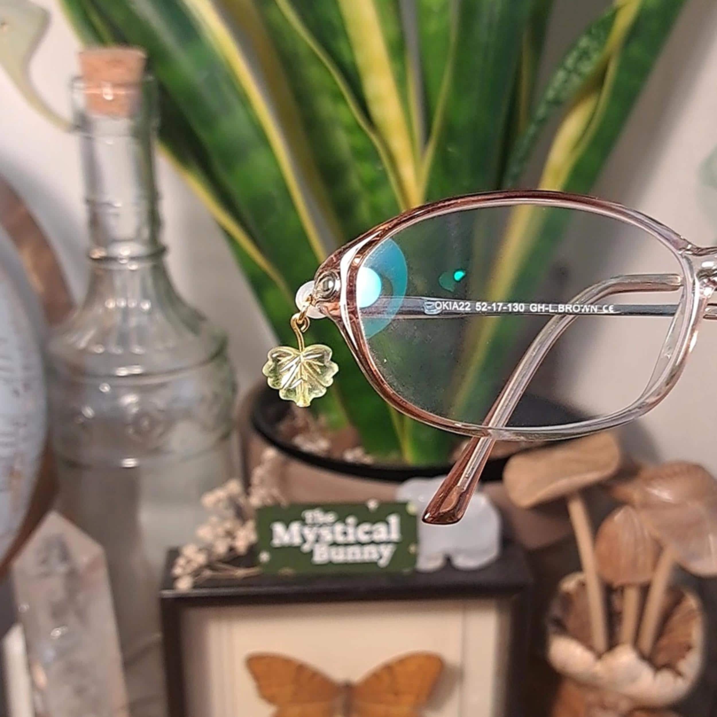 Dainty Gold and Green Leaf Glasses Charms. 1x 20mm Charm, Sold ...