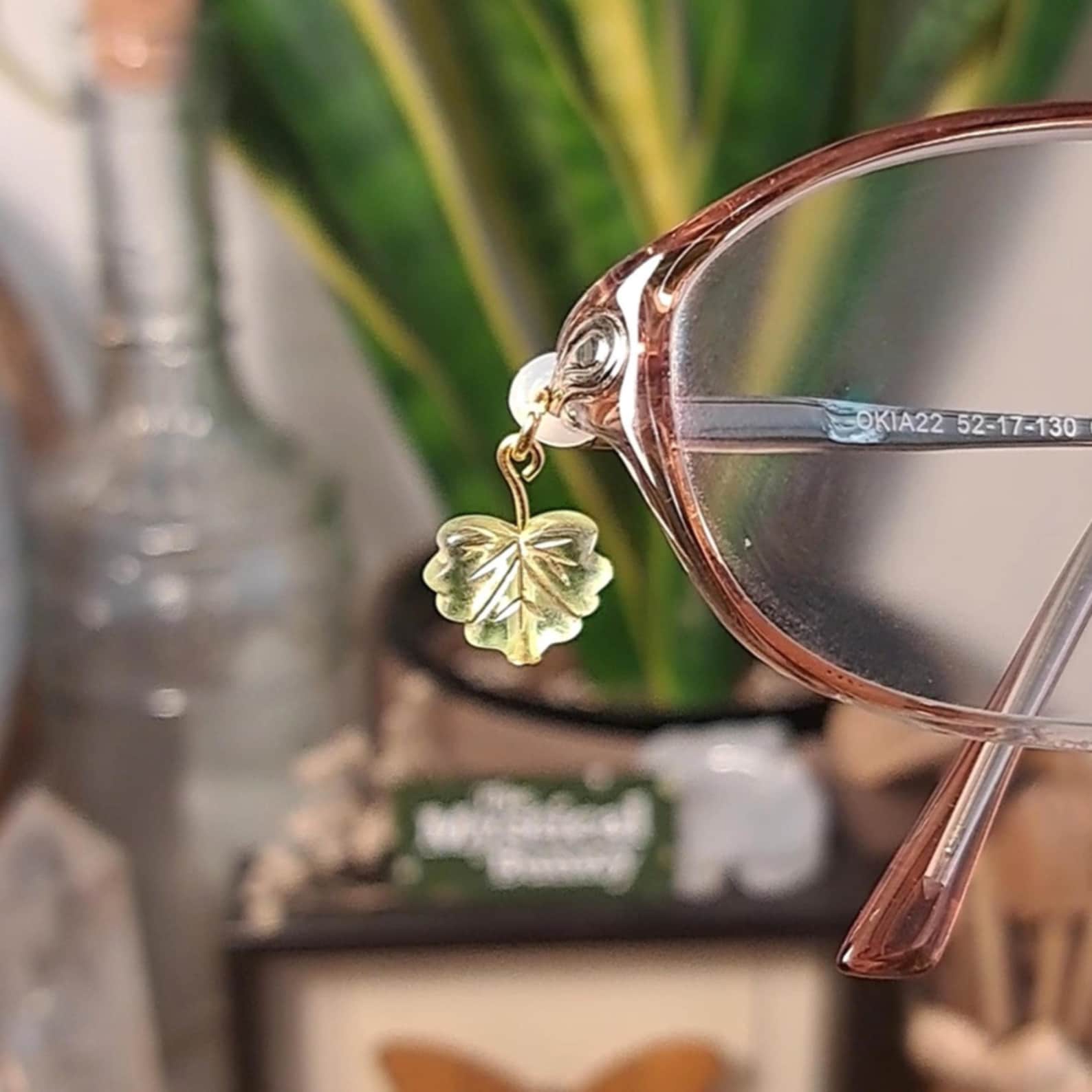 Dainty Gold and Green Leaf Glasses Charms. 1x 20mm Charm, Sold ...