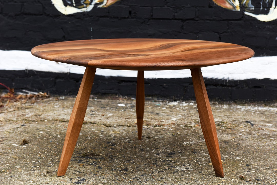 Handmade Walnut Coffee Table With Dent, Solid Wood Round Table - Etsy