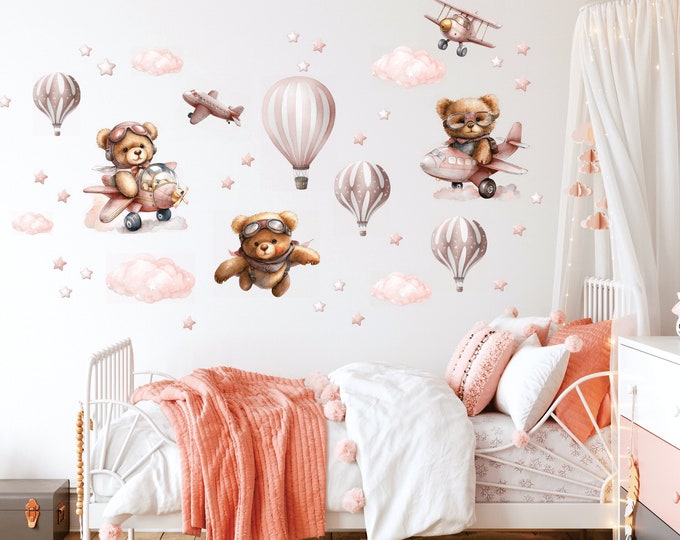 Teddy Bear Snoozing on the Moon Wall Decal, Wall Art, Removable Wall ...