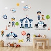 Wall Decals 5 Police Cars Vehicles Wall With Straight & Curved Gray ...