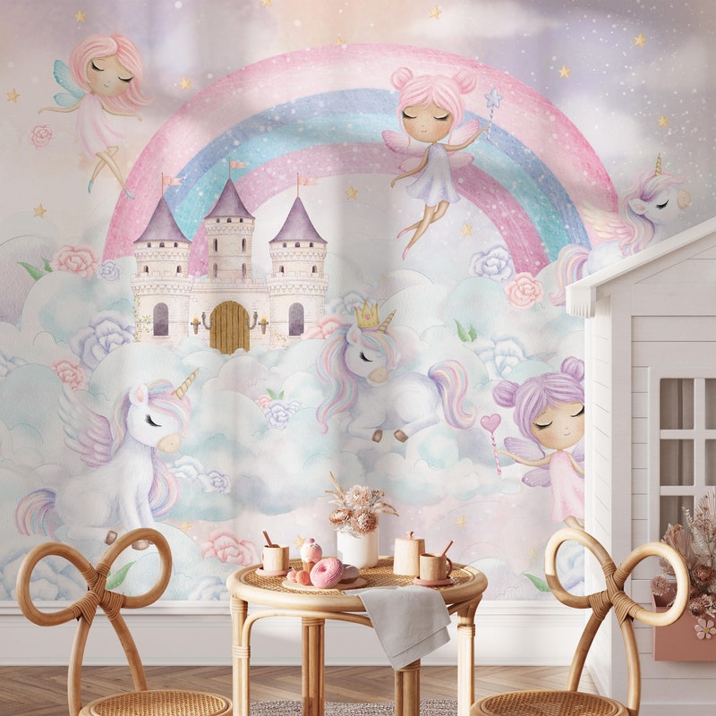 Rainbow Fairy Walls Paper - Etsy
