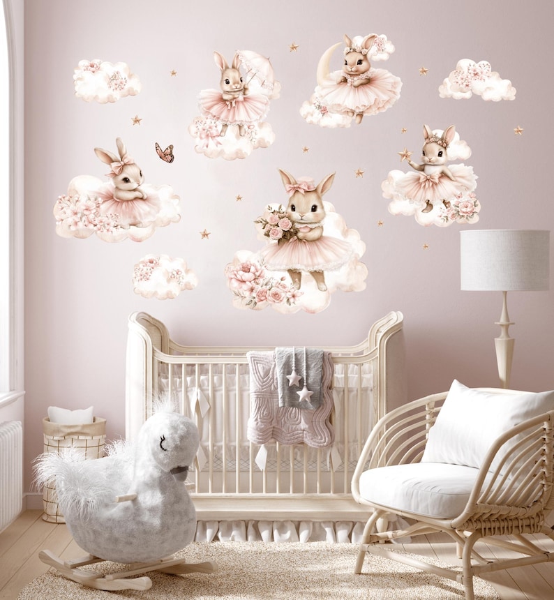 Princess and Unicorn Nursery Wall Decals Pastel Wall Stickers Girl's ...