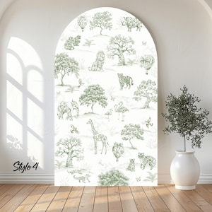 Chinoiserie Arch Nursery Wall Decal Green Toile De Jouy Backdrop Safari ...