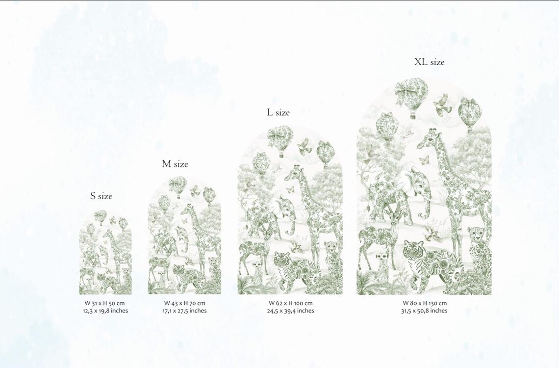 Chinoiserie Arch Nursery Wall Decal Green Toile De Jouy Backdrop Safari ...