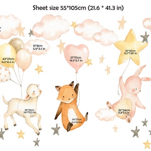 Air Balloon Nursery Wall Decal Watercolor Animal, Forest Animals Wall ...