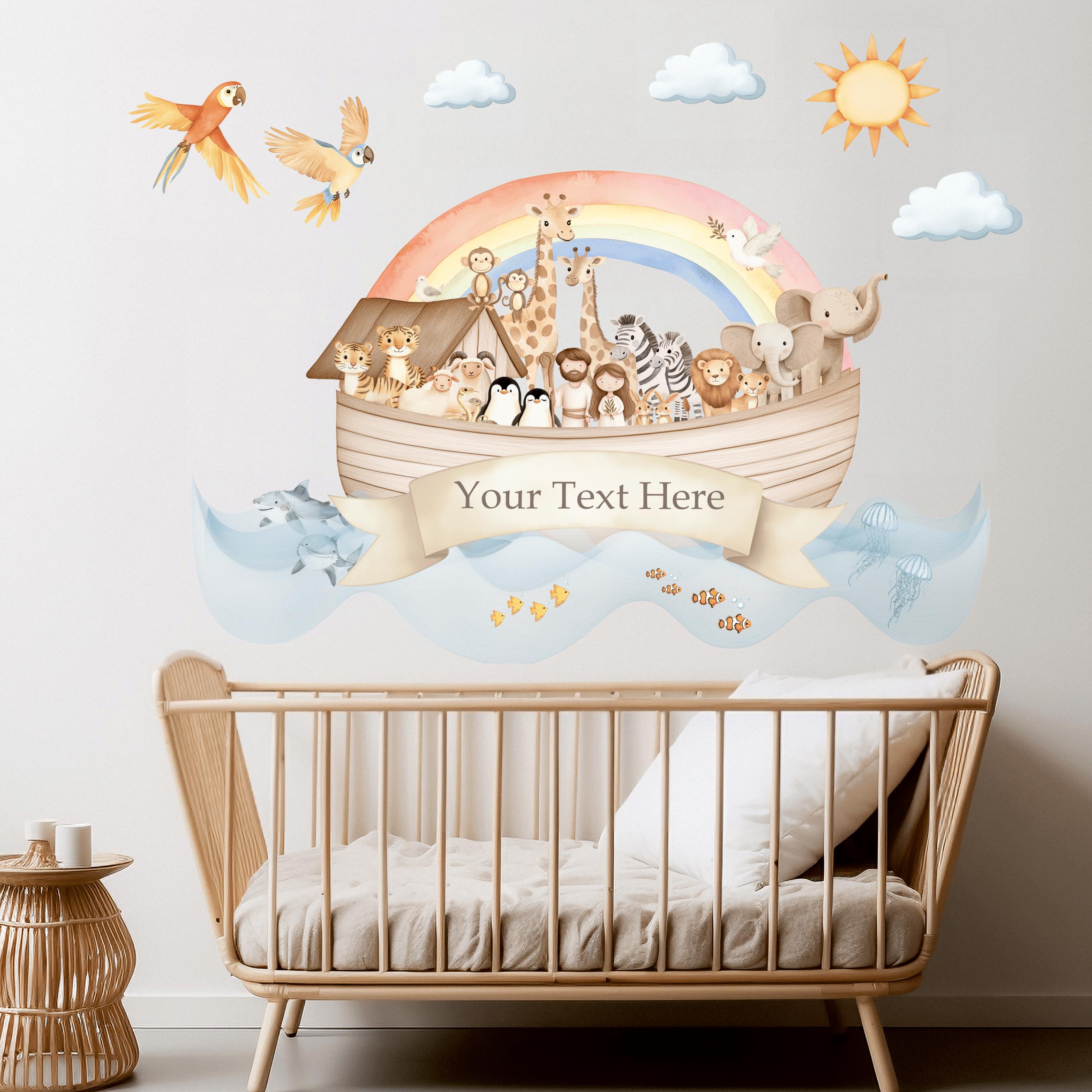 Noah's Ark Nursery Wall Decal Safari Animals Wall Sticker Watercolor ...