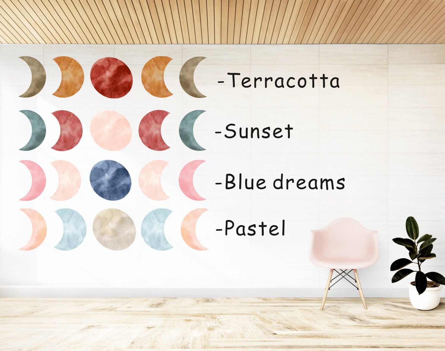 Moon Phases Wall Decal Abstract Wall Decals Boho Home Decor | Etsy