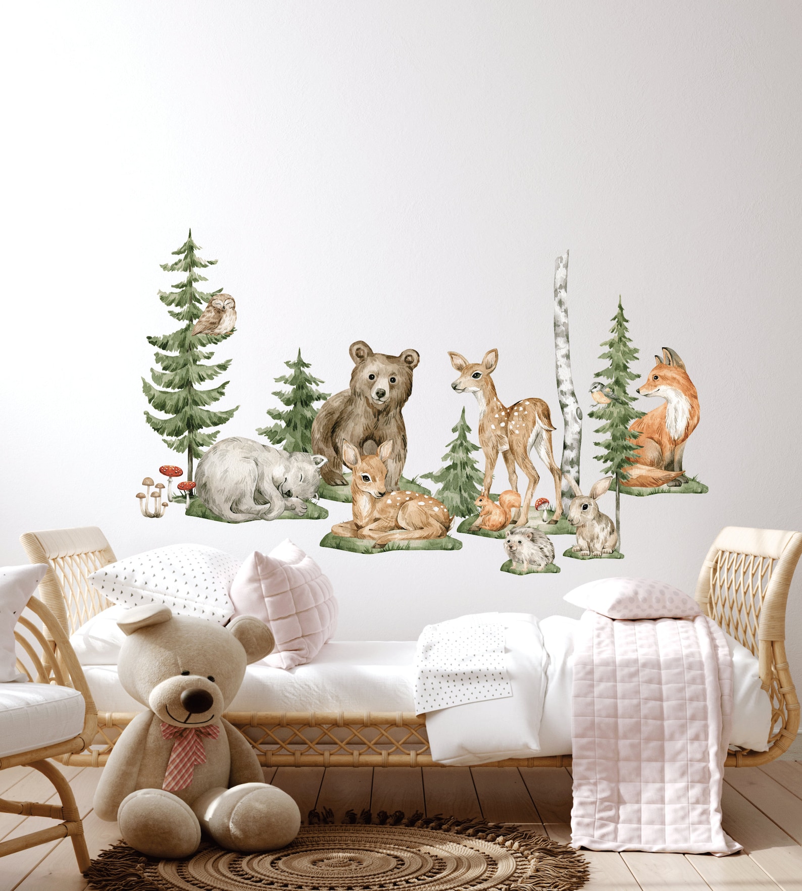 Forest Animals Nursery Wall Decal Watercolor Animals Wall - Etsy