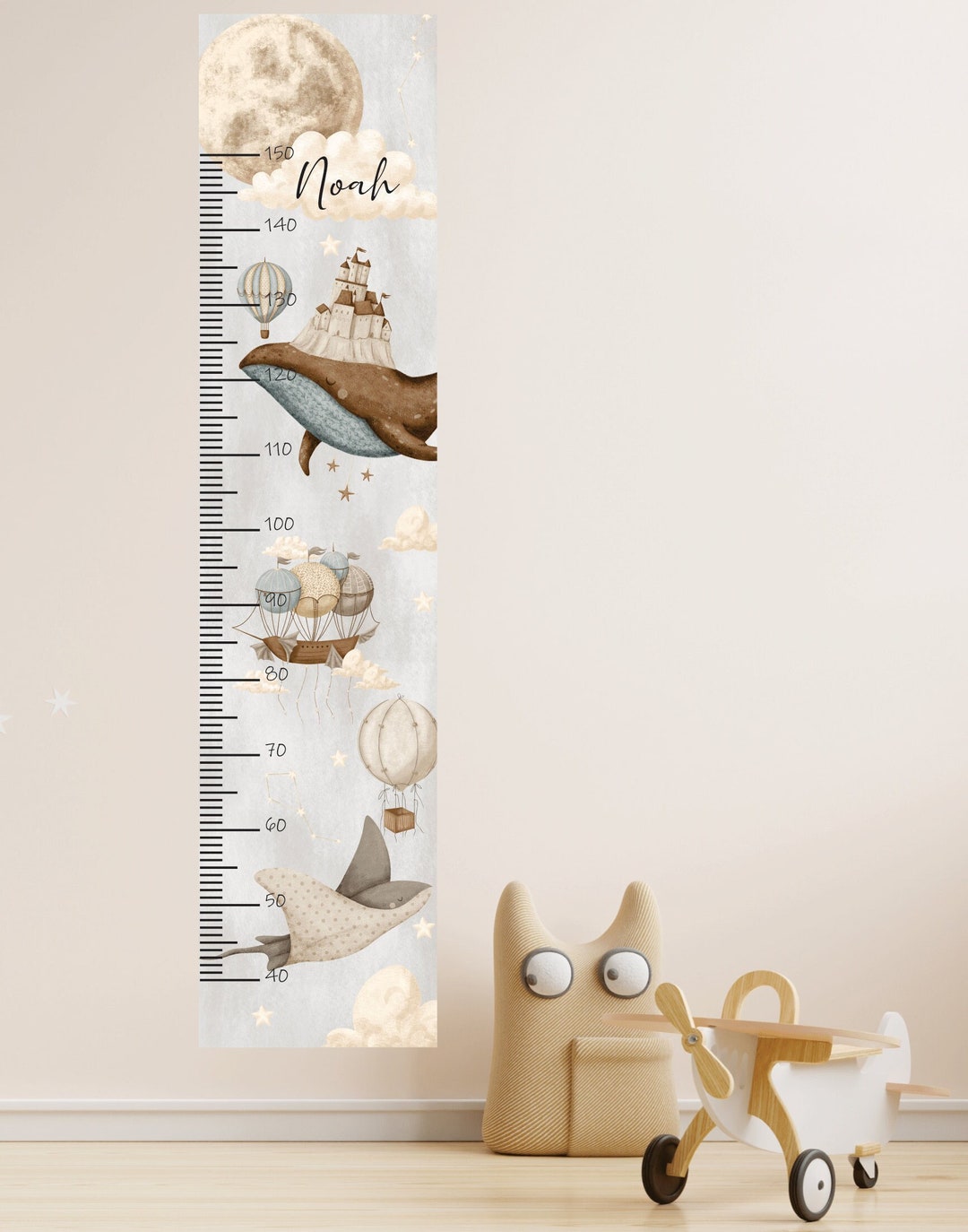Personalised Height Chart Sticker, Nursery Growth Chart Decal, Ocean ...