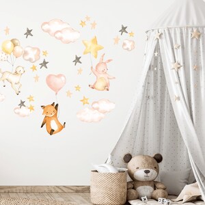 Air Balloon Nursery Wall Decal Watercolor Animal, Forest Animals Wall ...