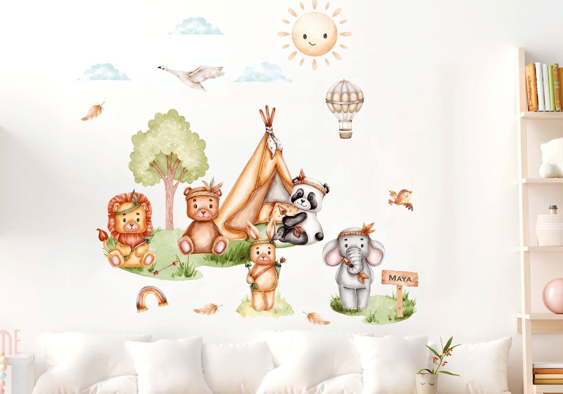 Boho Animals, Safari and Forest Watercolor Animals, Nursery Wall ...