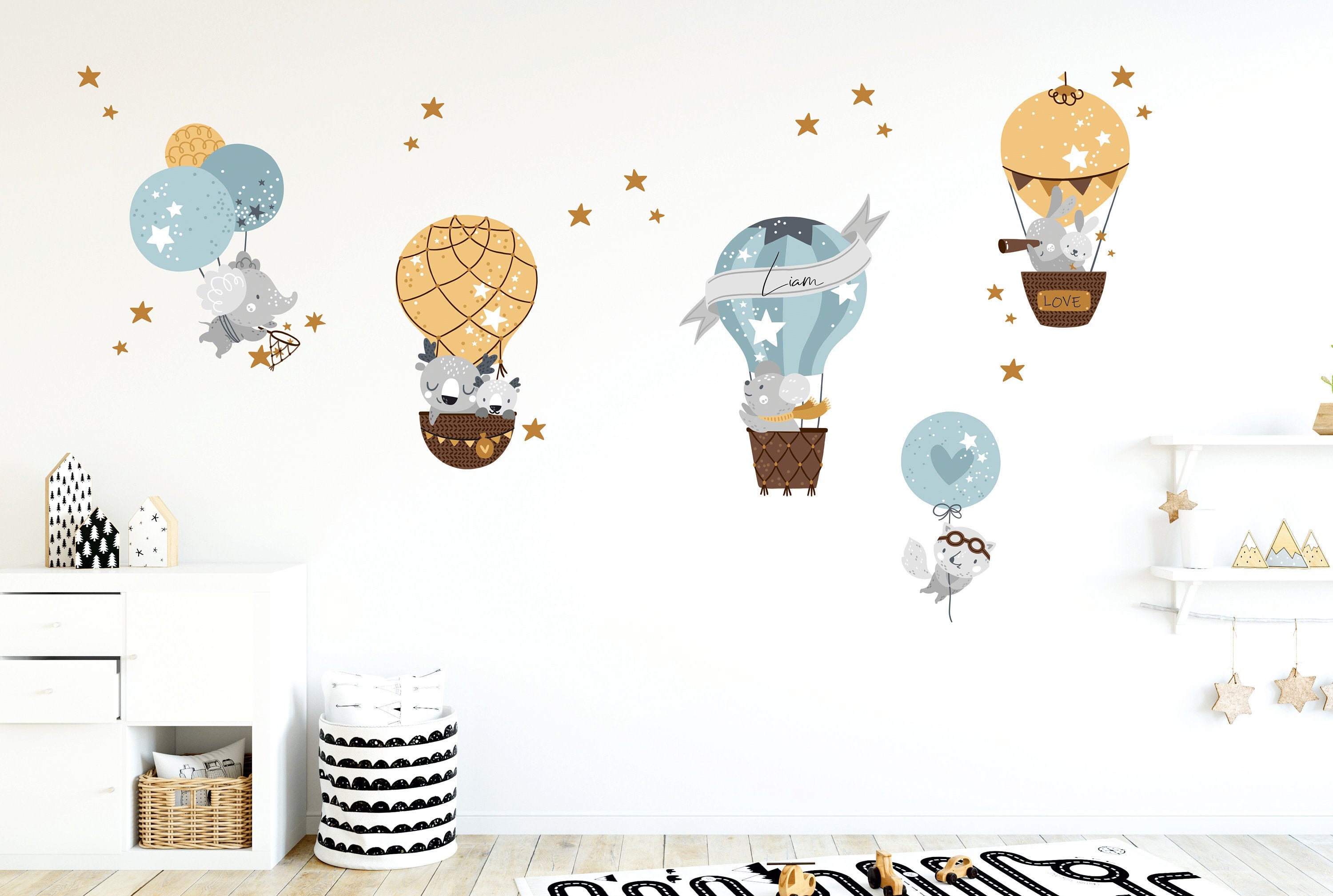 Hot air balloon wall decal Nursery wall decal Personalised | Etsy