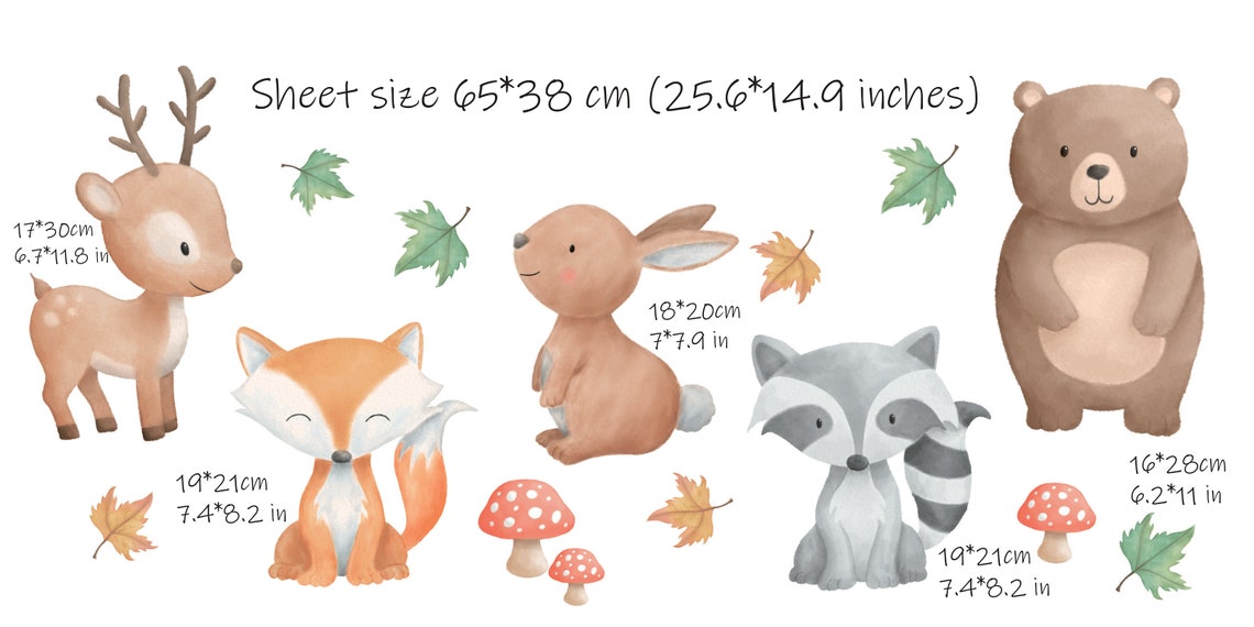 Forest Animals Nursery Wall Decal Sticker Woodland Animals - Etsy