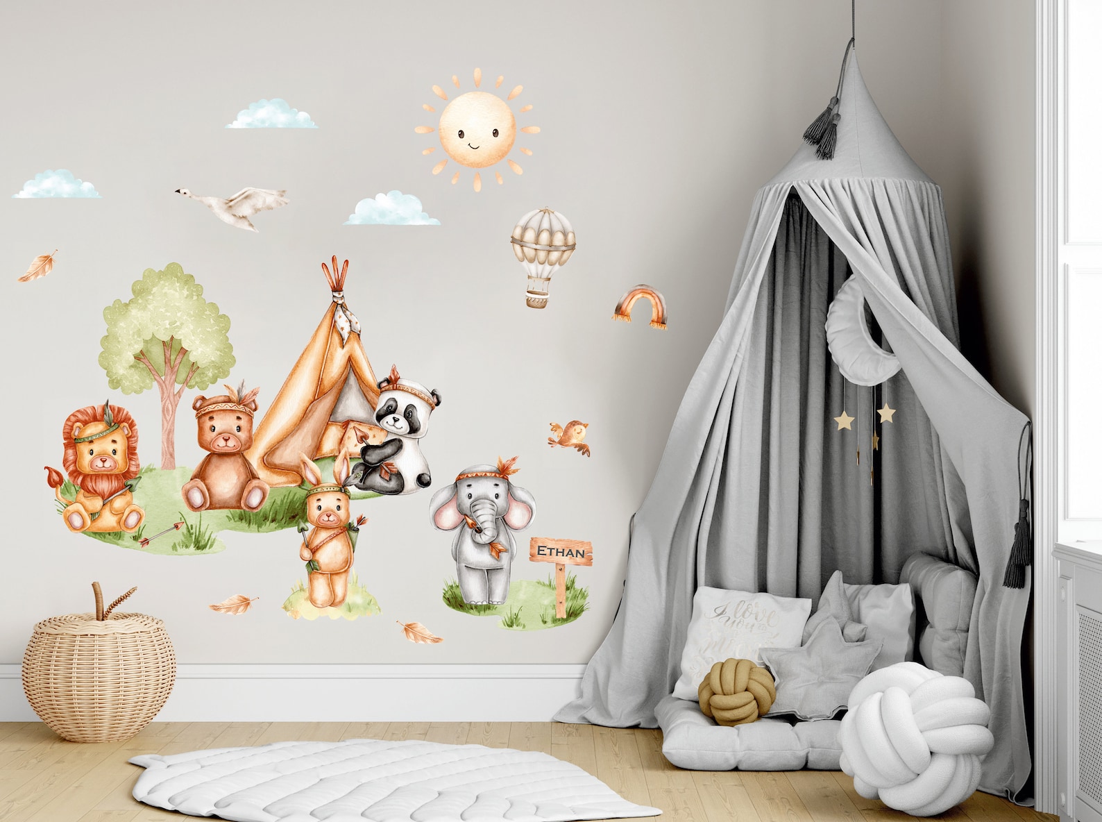Boho Animals, Safari and Forest Watercolor Animals, Nursery Wall ...