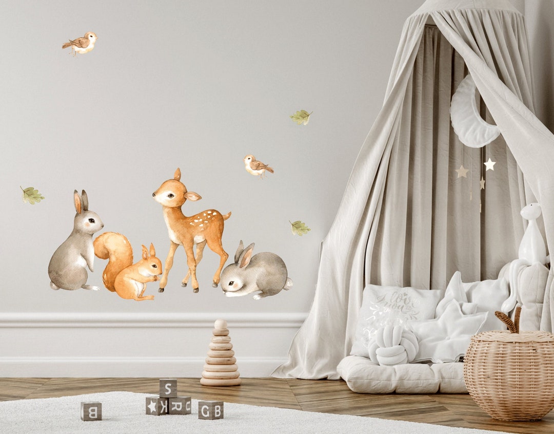 Forest Animals Nursery Wall Decal Watercolor Animals Wall Stickers