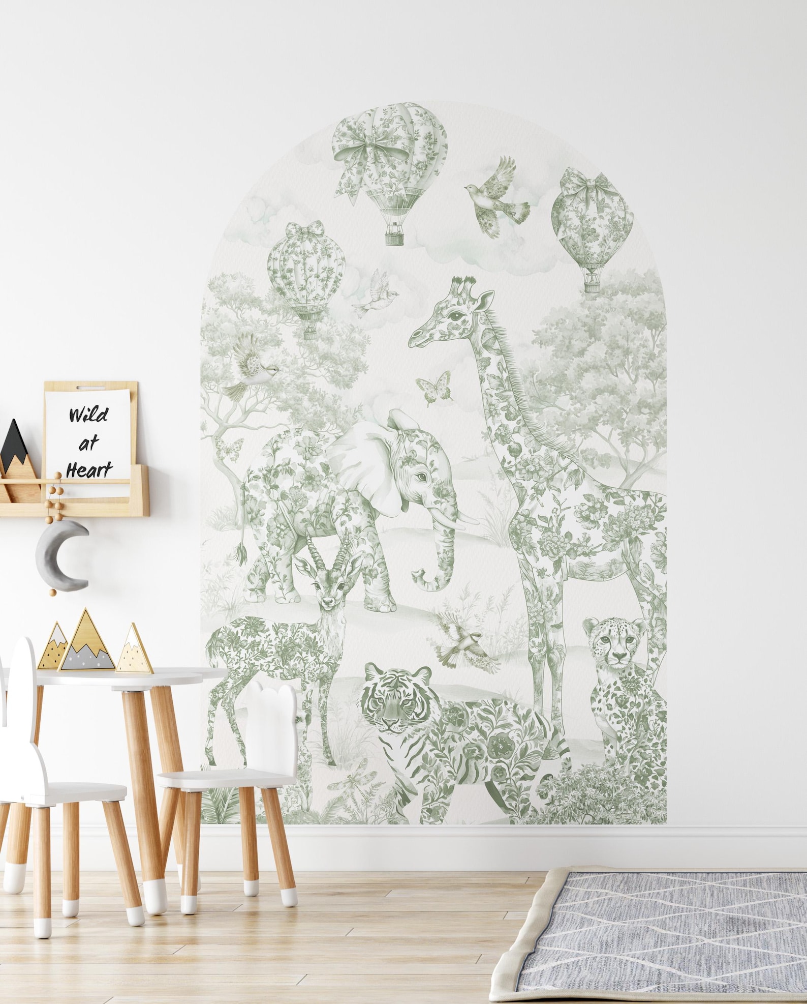 Safari Animals Nursery Arch Wall Decal Green Chinoiserie Arch Wall ...