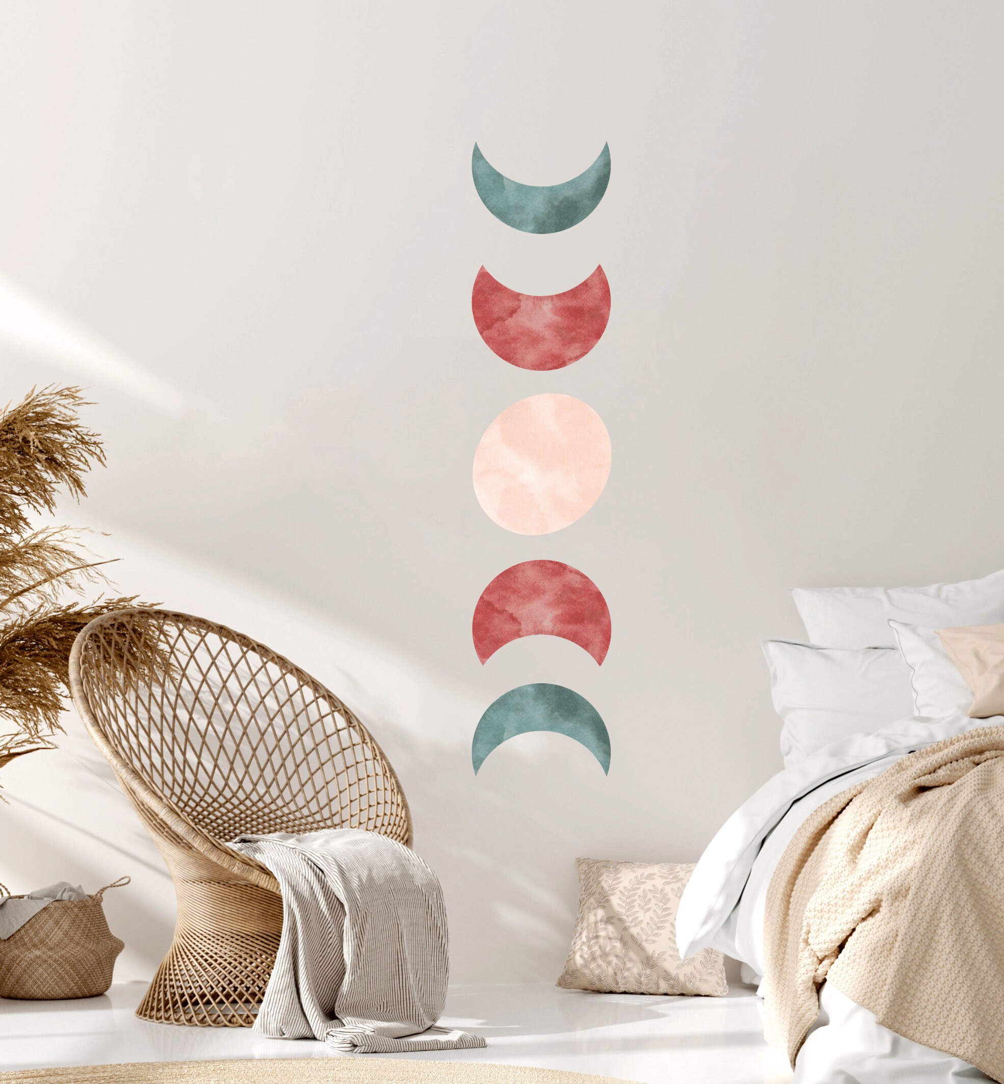 Moon Phases Wall Decal Abstract Wall Decals Boho Home Decor | Etsy