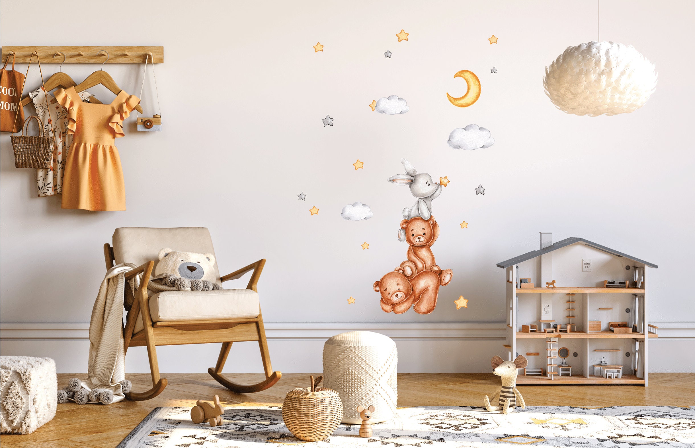 Teddy Bear Nursery Wall Decal Buny Wall Sticker Watercolor - Etsy