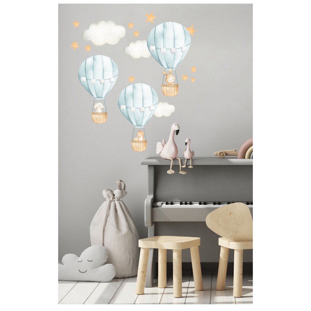 Hot Air Balloon Nursery Wall Decal, Watercolor Hot Air Balloons Wall ...