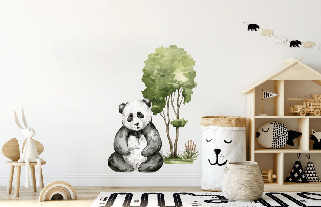 Panda Wall Decal, Nursery Wall Decal, Safari Animals Wall Sticker ...