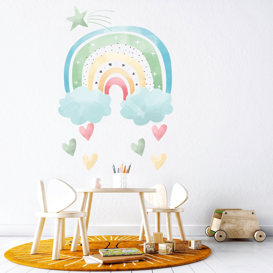 Rainbow Wall Decal, Nursery Wall Decal, Rainbow Wall Sticker, Large ...