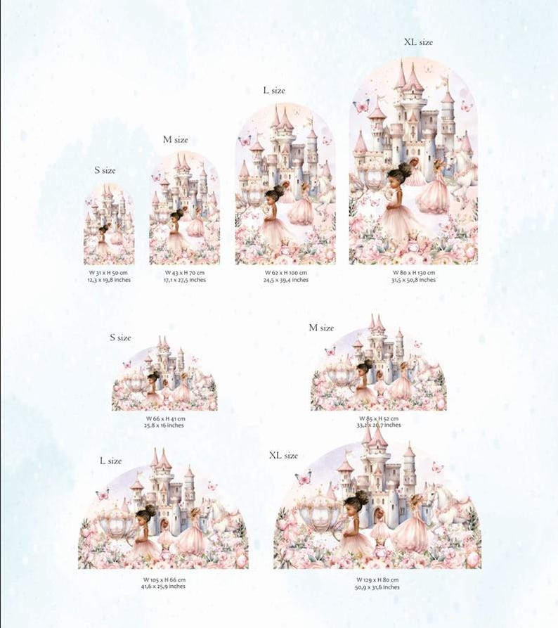 Princess Arch Wall Decal Magic Kingdom Nursery Wall Sticker Fairy Tale ...