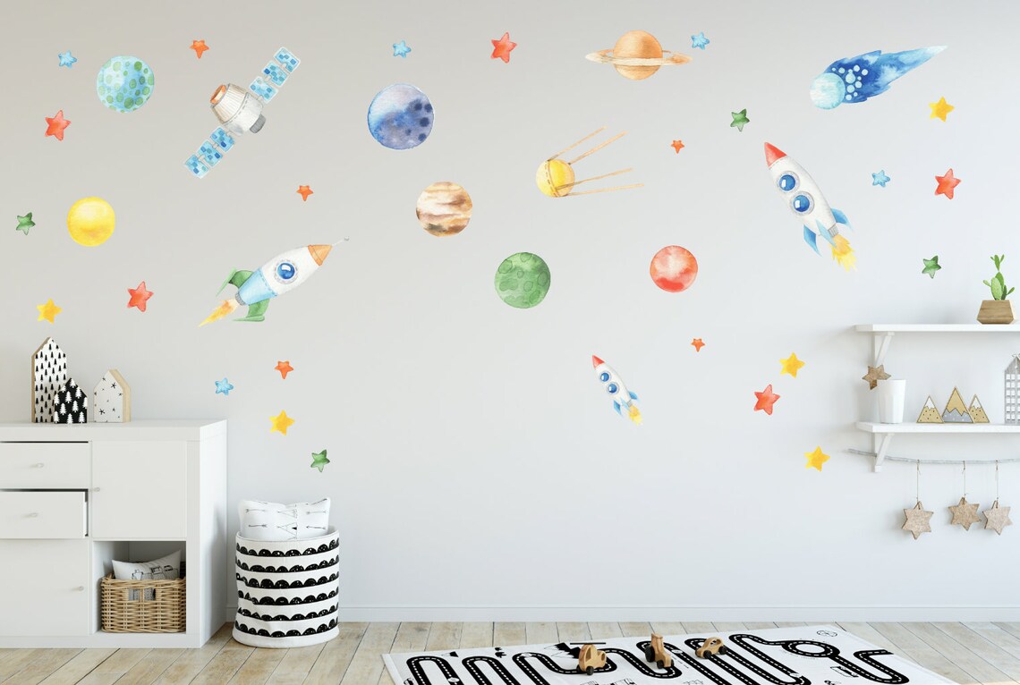 Space Wall Decal Outer Space Decal Nursery Wall Decal | Etsy