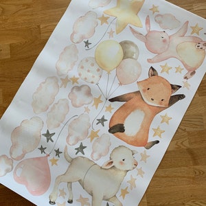 Air Balloon Nursery Wall Decal Watercolor Animal, Forest Animals Wall ...