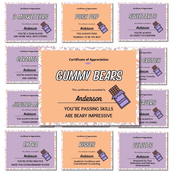 Candy Certificates - Etsy