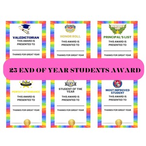 25 End of School Year Student Award Certificate/end of School Year ...