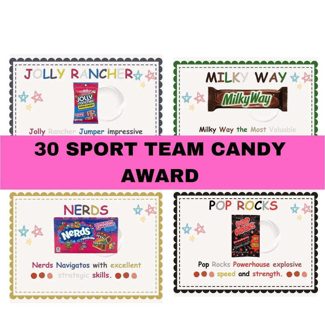 30 Sports Team Candy Bar Award Certificate Awards Certificate Sports ...