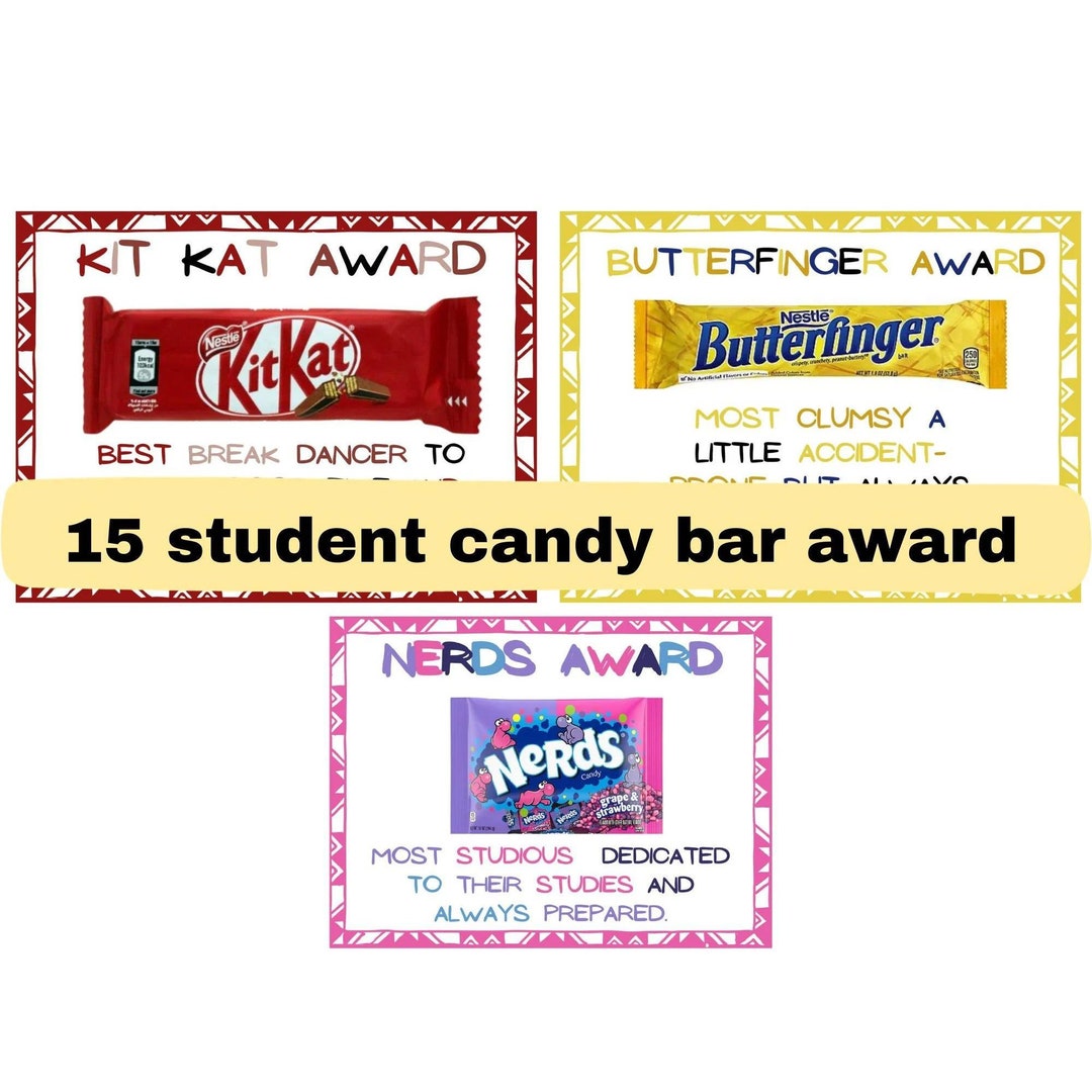 15 Candy Bar Award Certificates for Students Class Candy Award ...