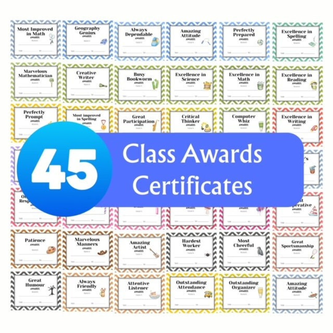 Class Awards Students, End of Year Certificates, Printable and Editable ...