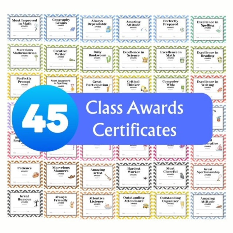 Class Awards Students, End of Year Certificates, Printable and Editable ...